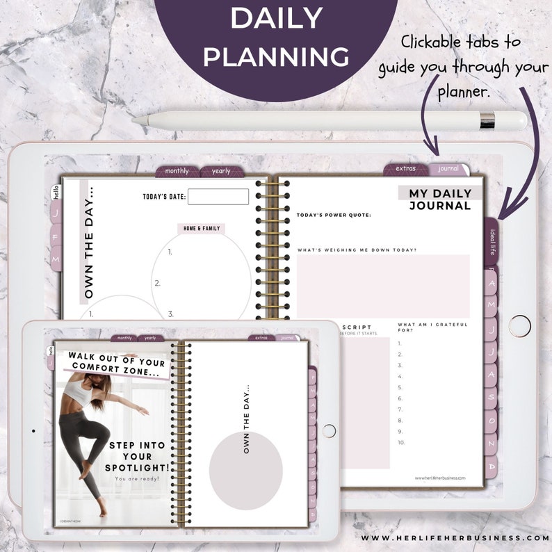 Clickable Undated Digital Planner Download, Landscape Digital Planner ...