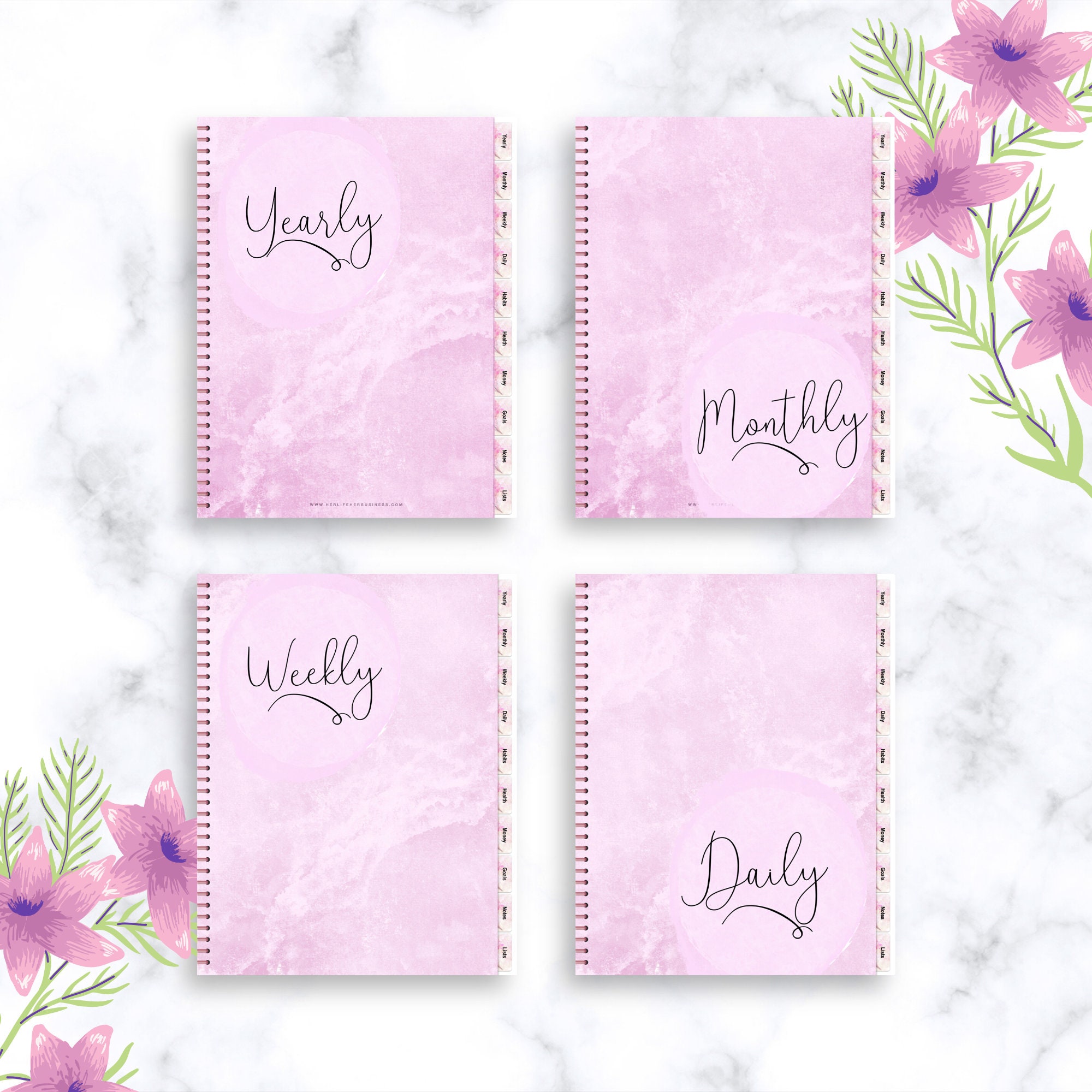 Pink Goodnotes Noteshelf Clickable Undated Digital Planner Download - Etsy