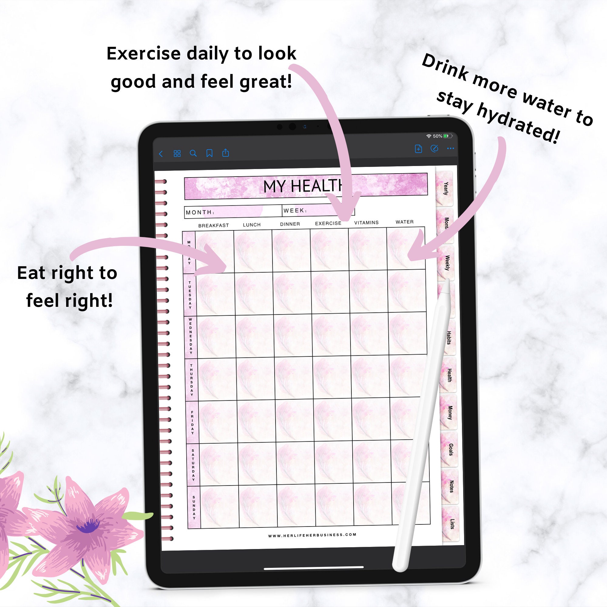 Pink Goodnotes Noteshelf Clickable Undated Digital Planner Download - Etsy