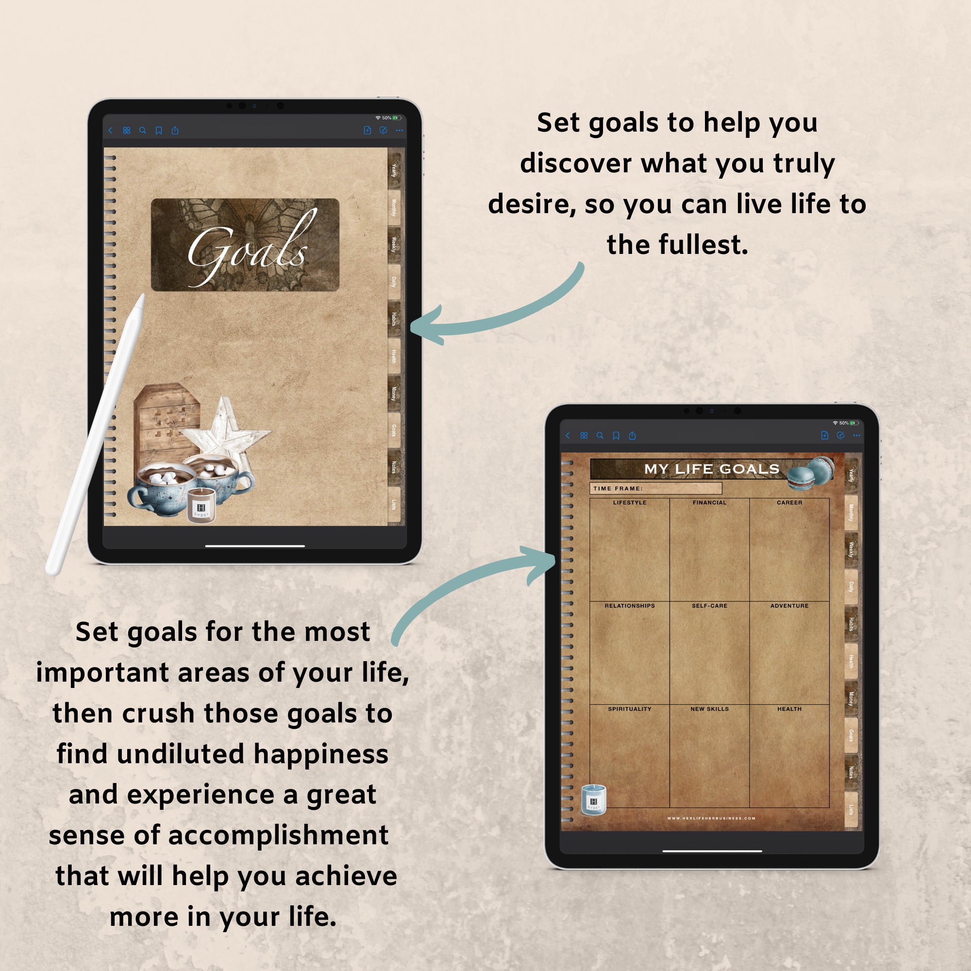 Goodnotes Noteshelf Undated Digital Planner PDF Instant - Etsy