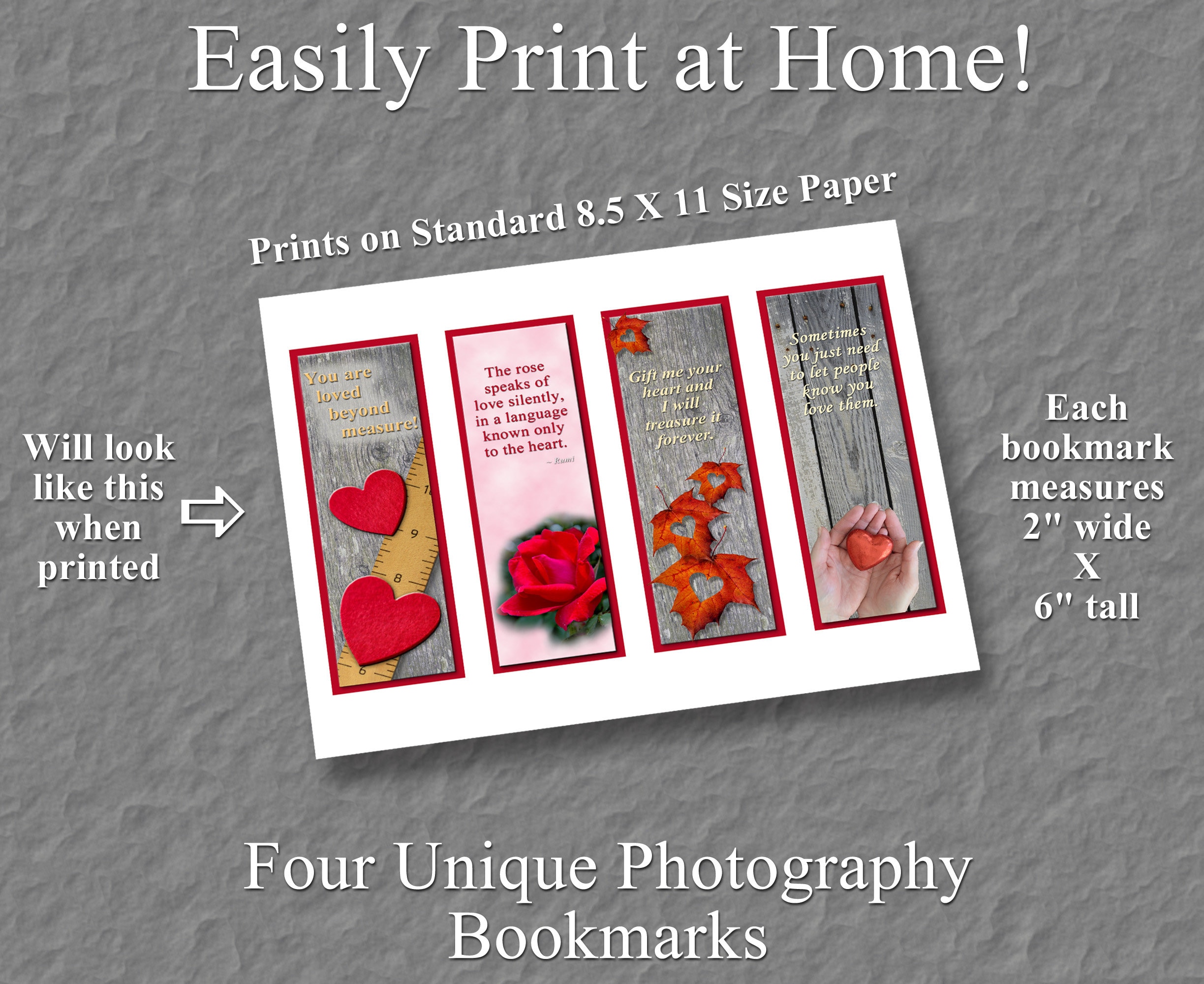 Instant Digital Download, Printable Valentine's Day Bookmark, Love ...