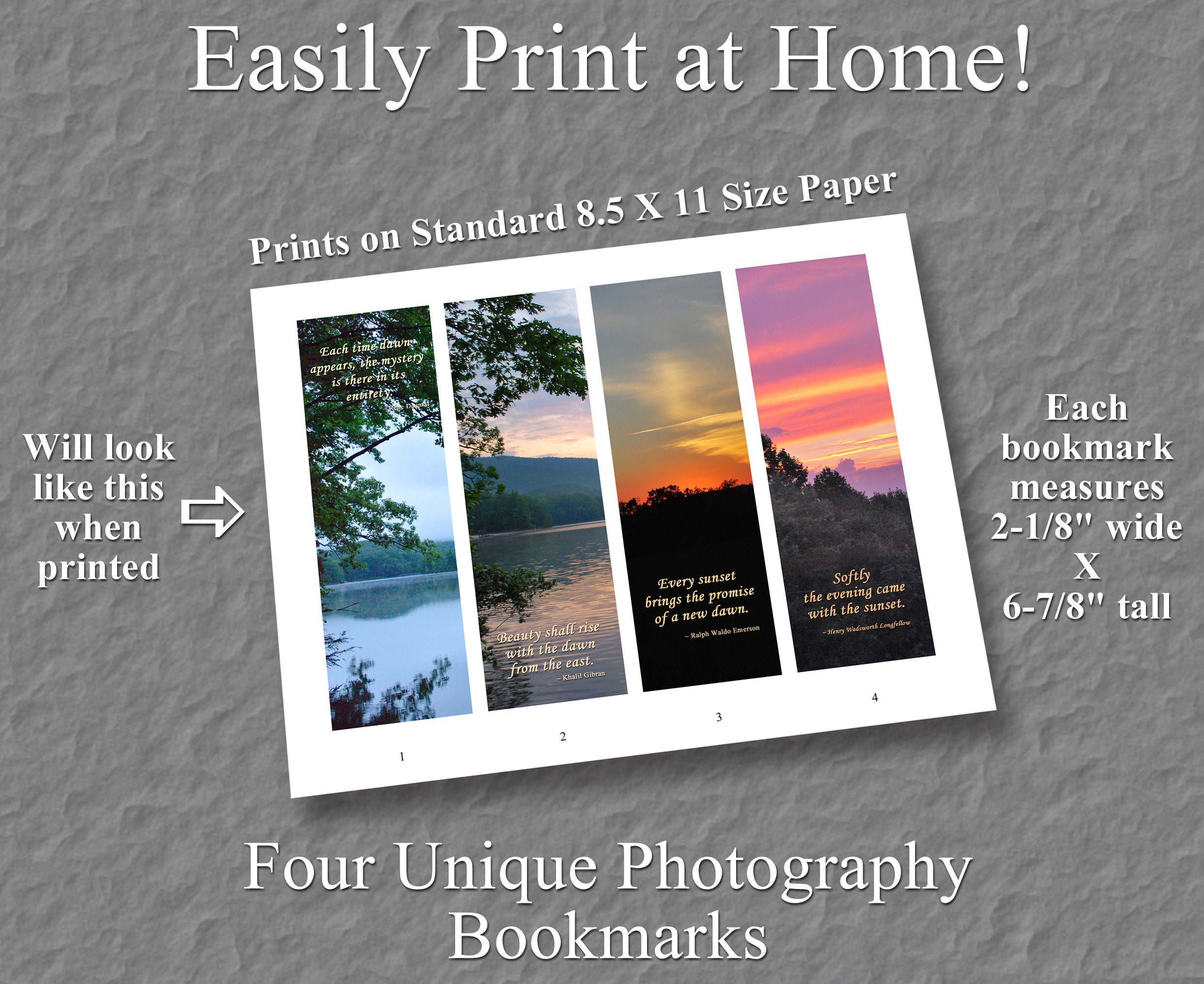 Instant Digital Download, Printable Bookmark, Sunrise, Sunset, Dawn ...