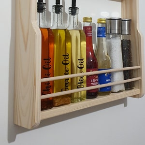Oil & Spice Rack 2-4 Shelf Handmade Wooden Wall Mountable Kitchen ...