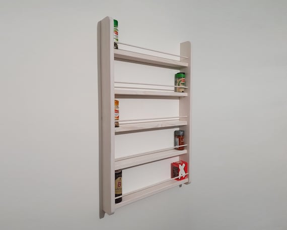 Spice Rack White Dyed 2-5 Shelf Wall Mountable Kitchen Storage - Etsy UK