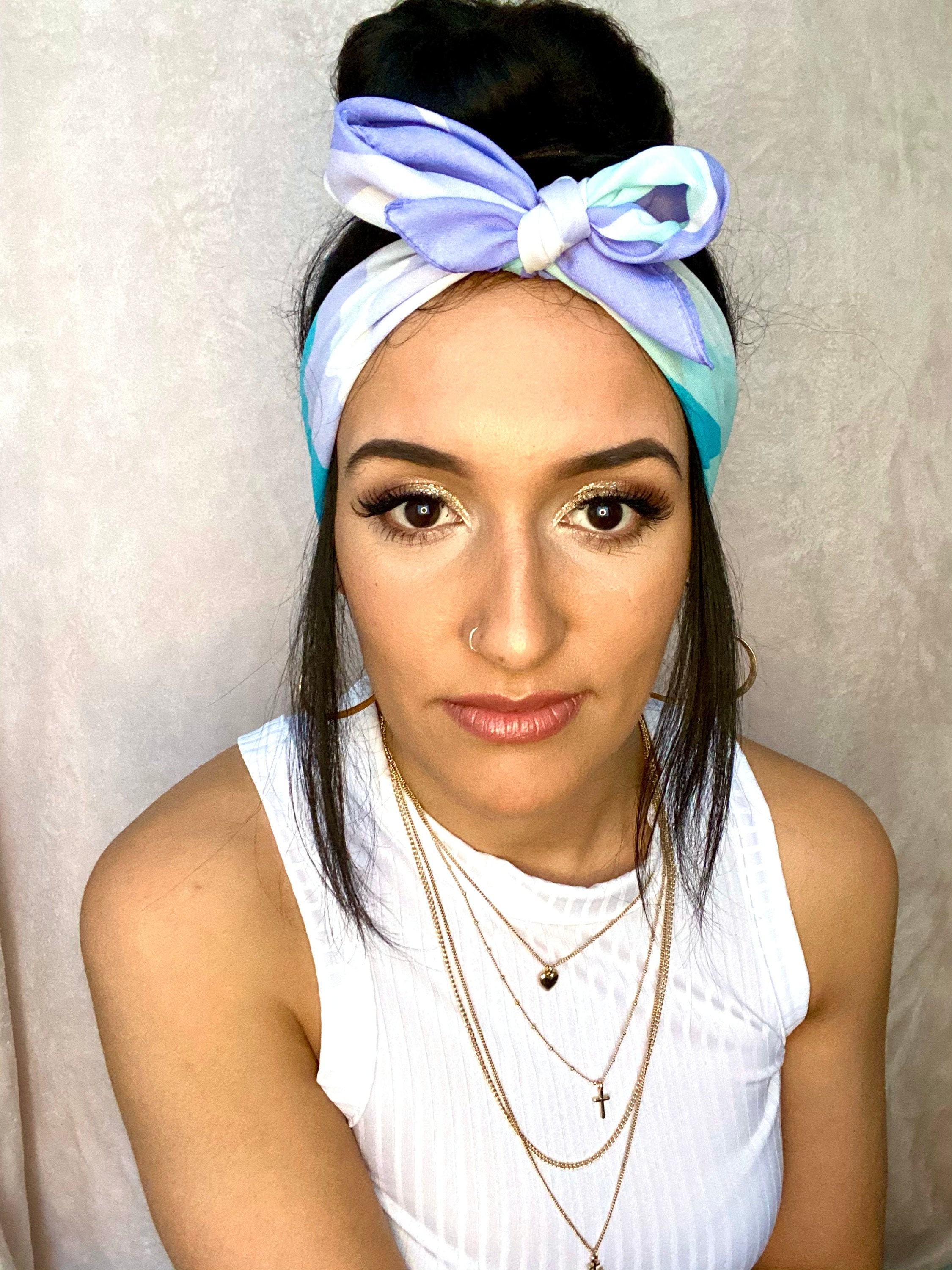 Flieder, pastellfarbenes Vintage Kopftuch, vorgeliebtes Kopftuch ...