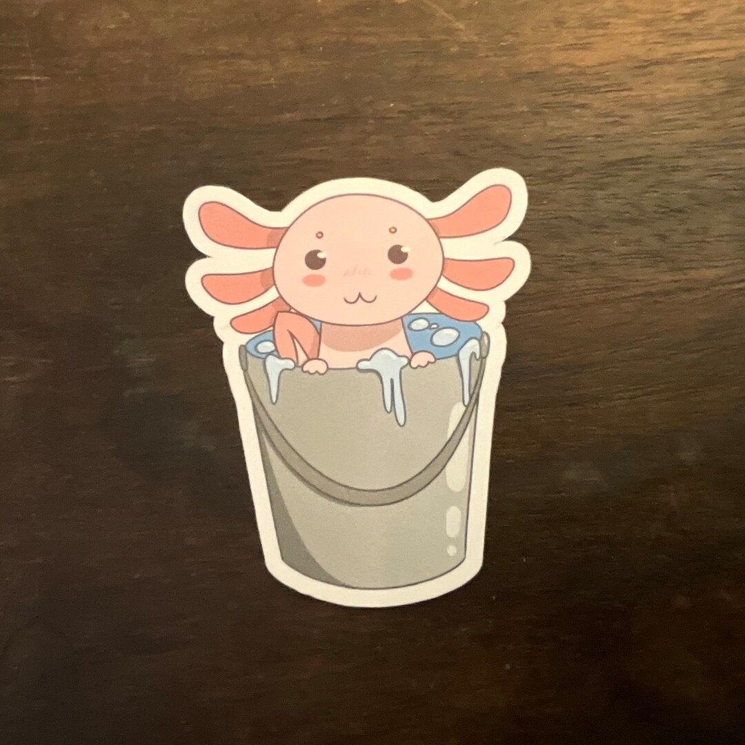 Axolotl in a Bucket Sticker - Etsy