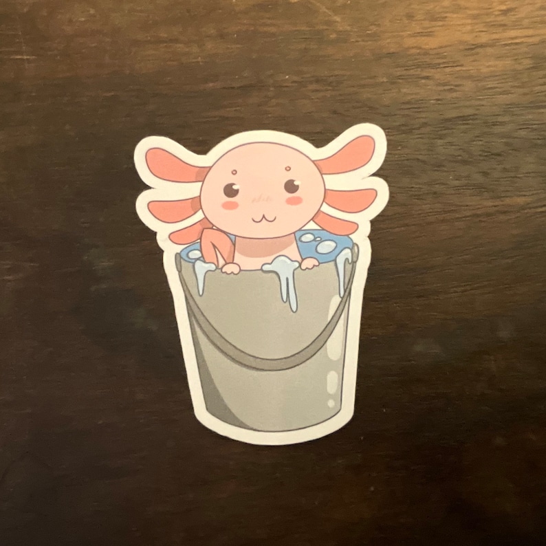 Axolotl in a Bucket Sticker - Etsy