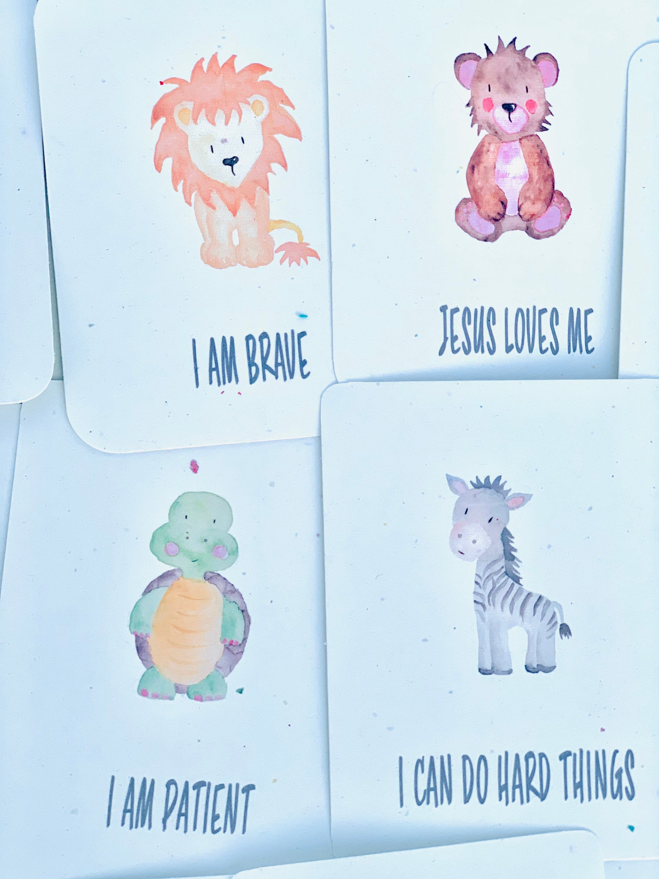 Kids Affirmation Cards: Watercolor Animals, Lunch Box Notes (set of 20 ...