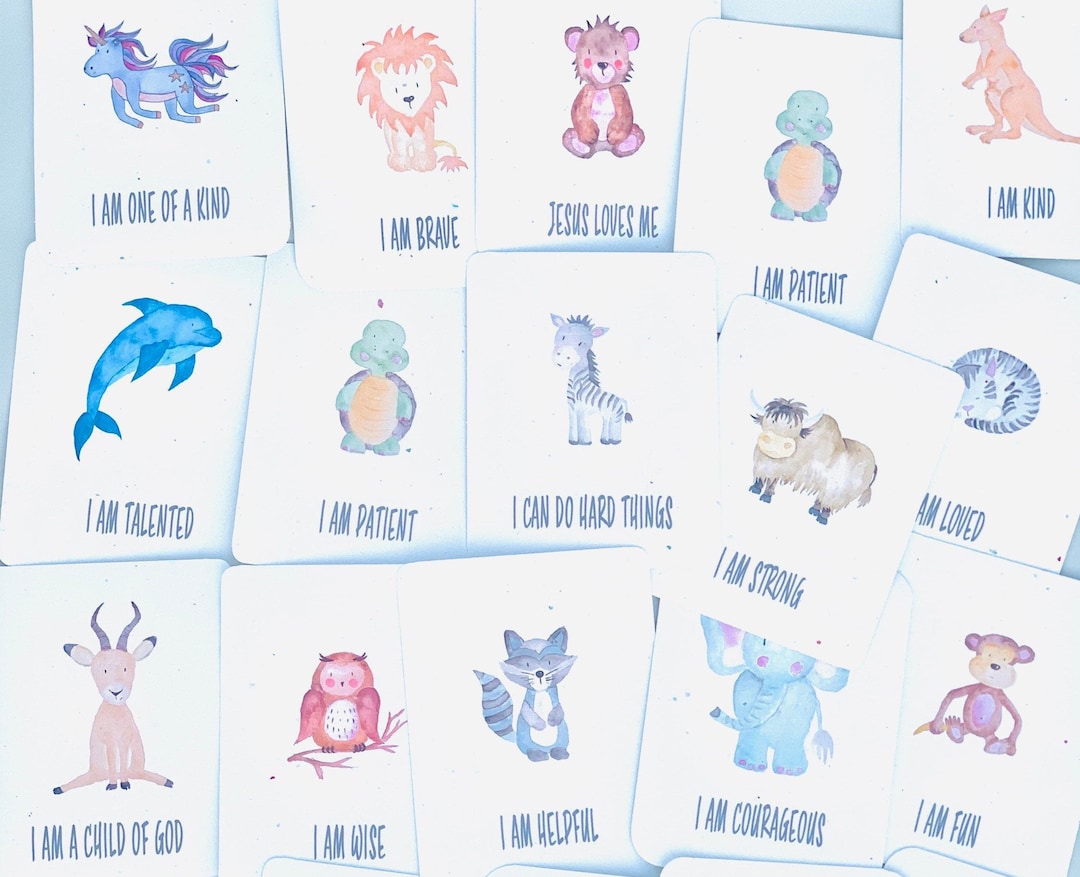Kids Affirmation Cards: Watercolor Animals, Lunch Box Notes (PDF) - Etsy