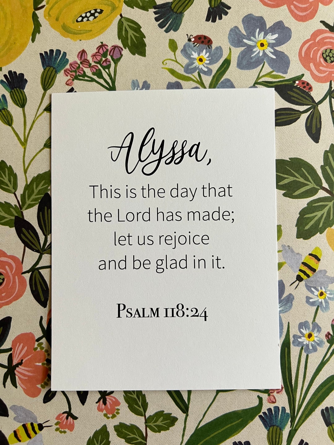 Personalized Scripture Cards For Women Honey Bee Floral Prayer Cards