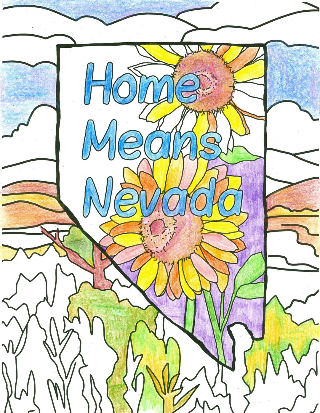 Coloring Book Home Means Nevada Desert Ghost Town Cactus - Etsy