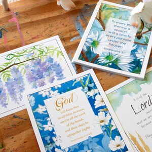 Scripture Prayer Cards Bible Verse Study Devotional Watercolor Flowers ...