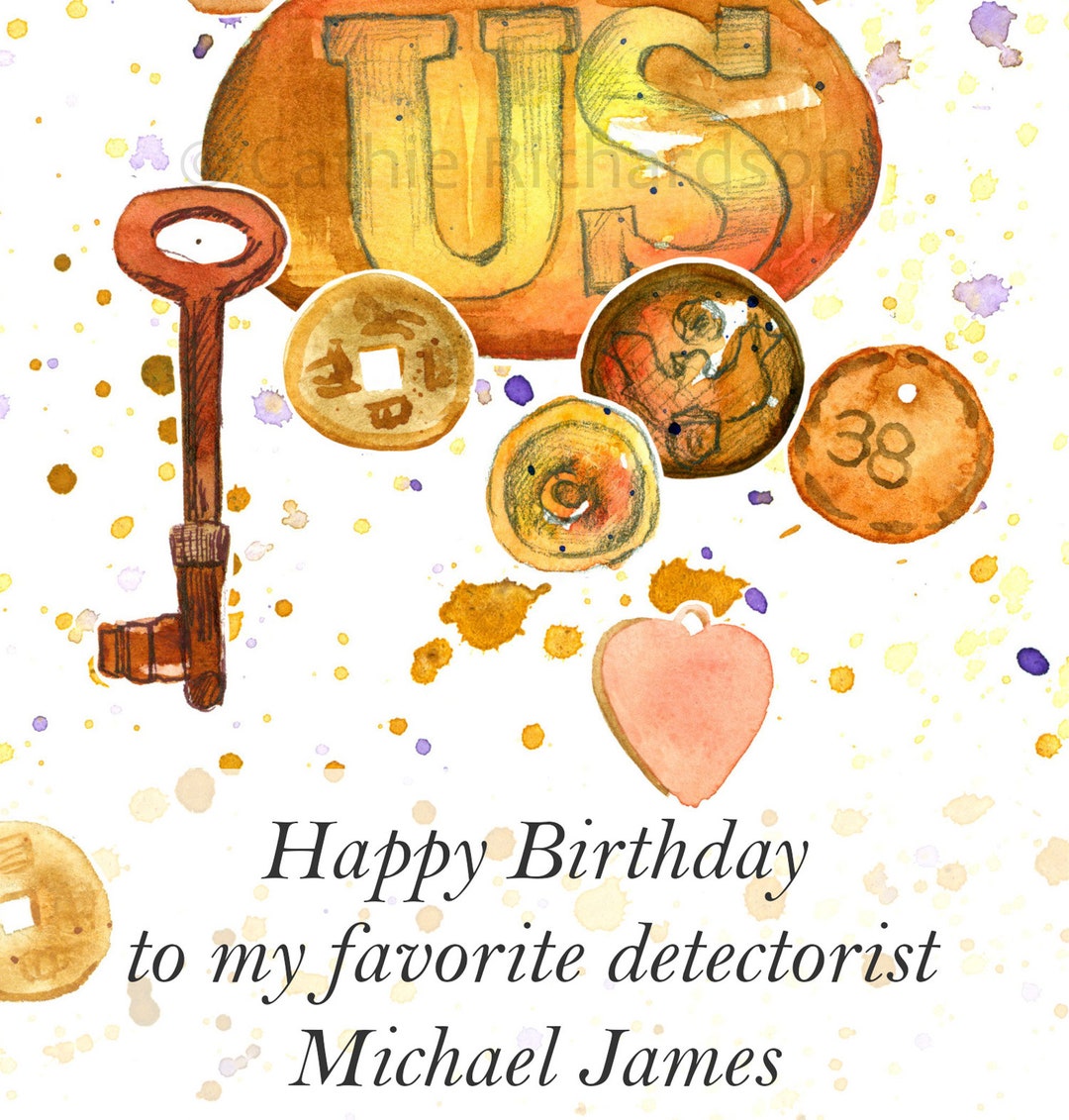 Metal Detecting Birthday Custom Name Personalized Greeting Card ...