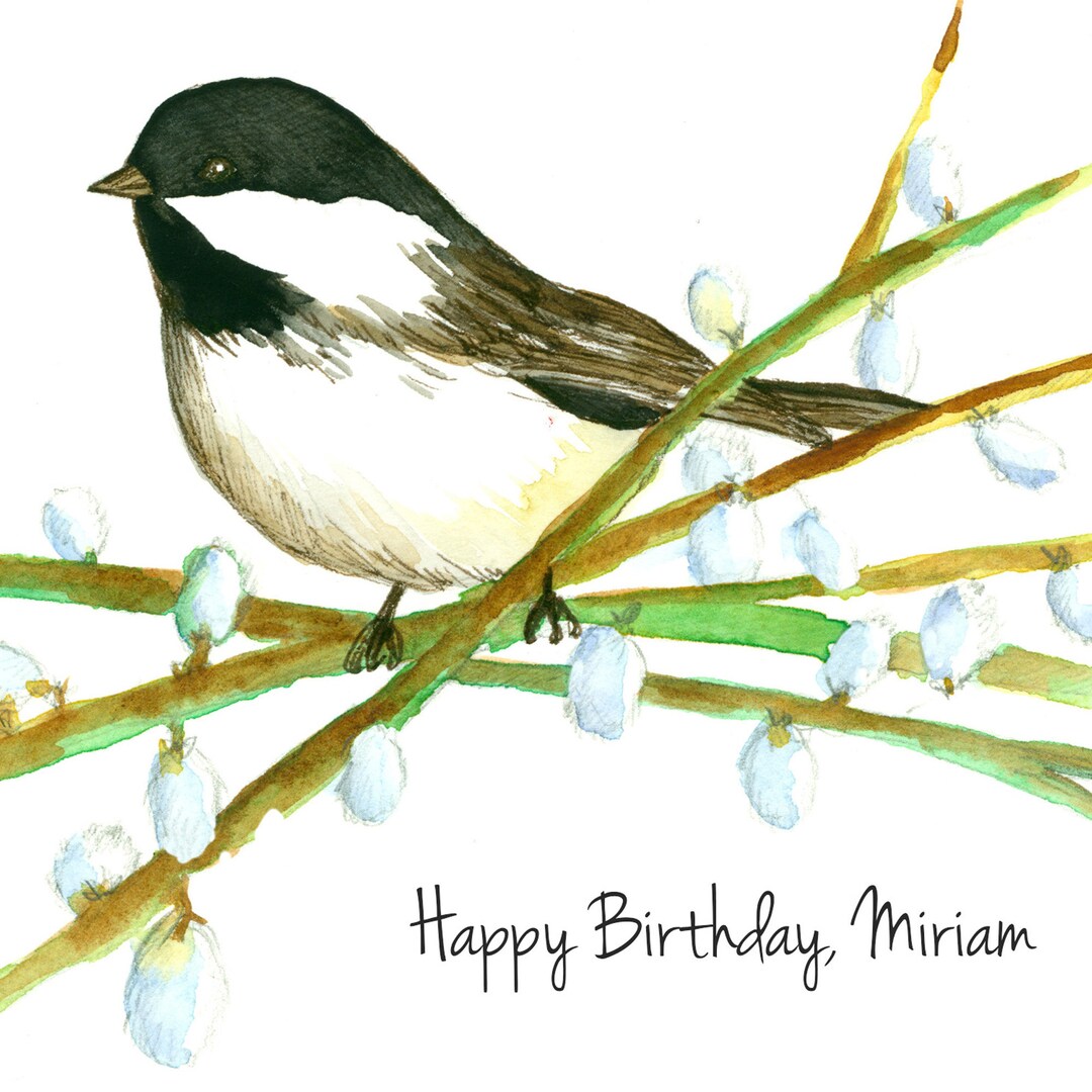 Happy Birthday Custom Name Personalized Greeting Card Chickadee Bird - Etsy