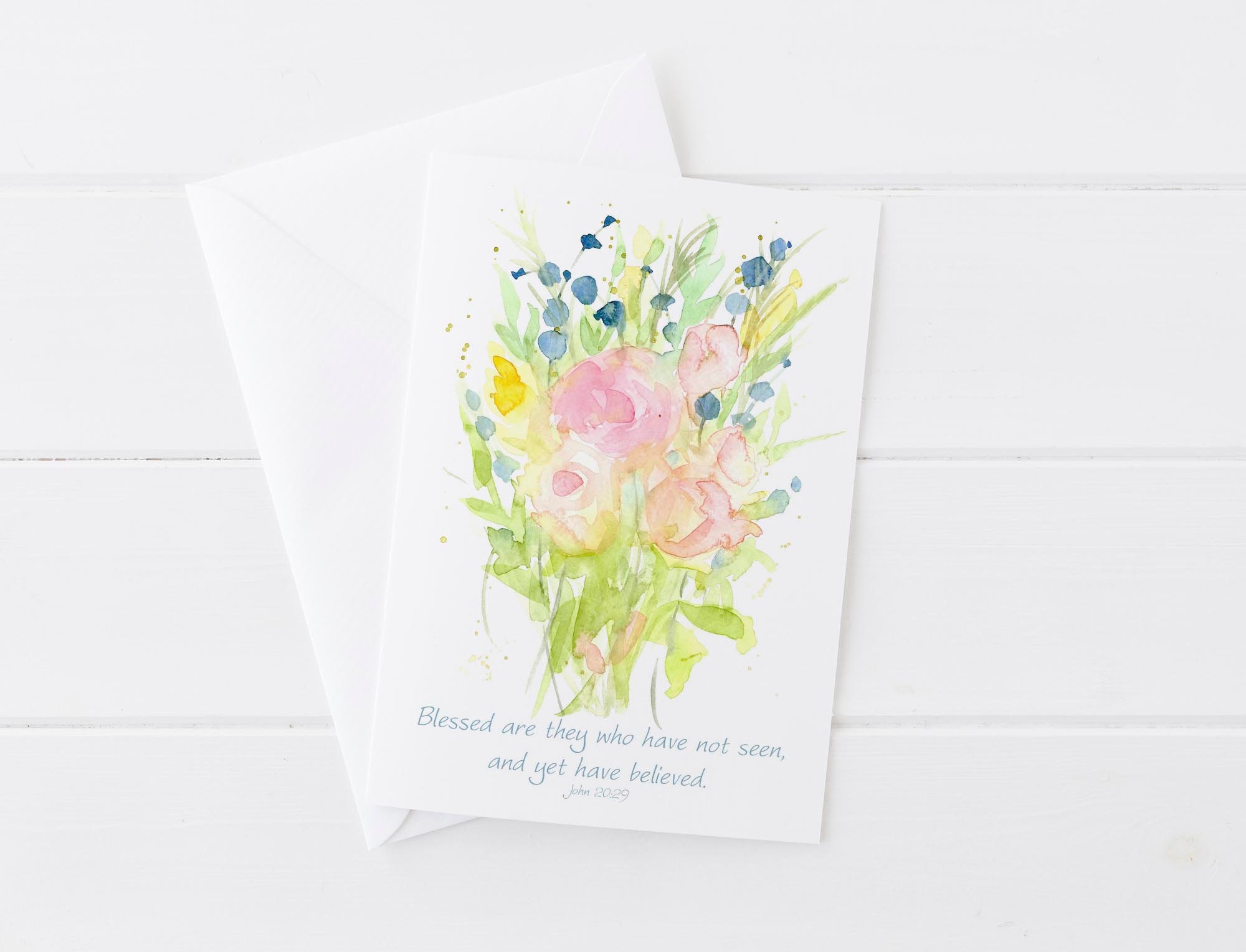 Baptism Greeting Cards Bible Verse Scripture Watercolor Flowers ...