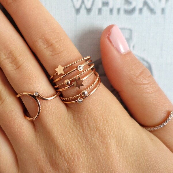 3 Stacking Rings, Stackable Rings, Stacking Gold Rings, Stack Ring ...