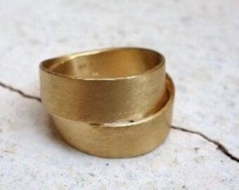 Chunky Gold Diamond Ring Wide Gold Band Ring for Women Wide Gold ...