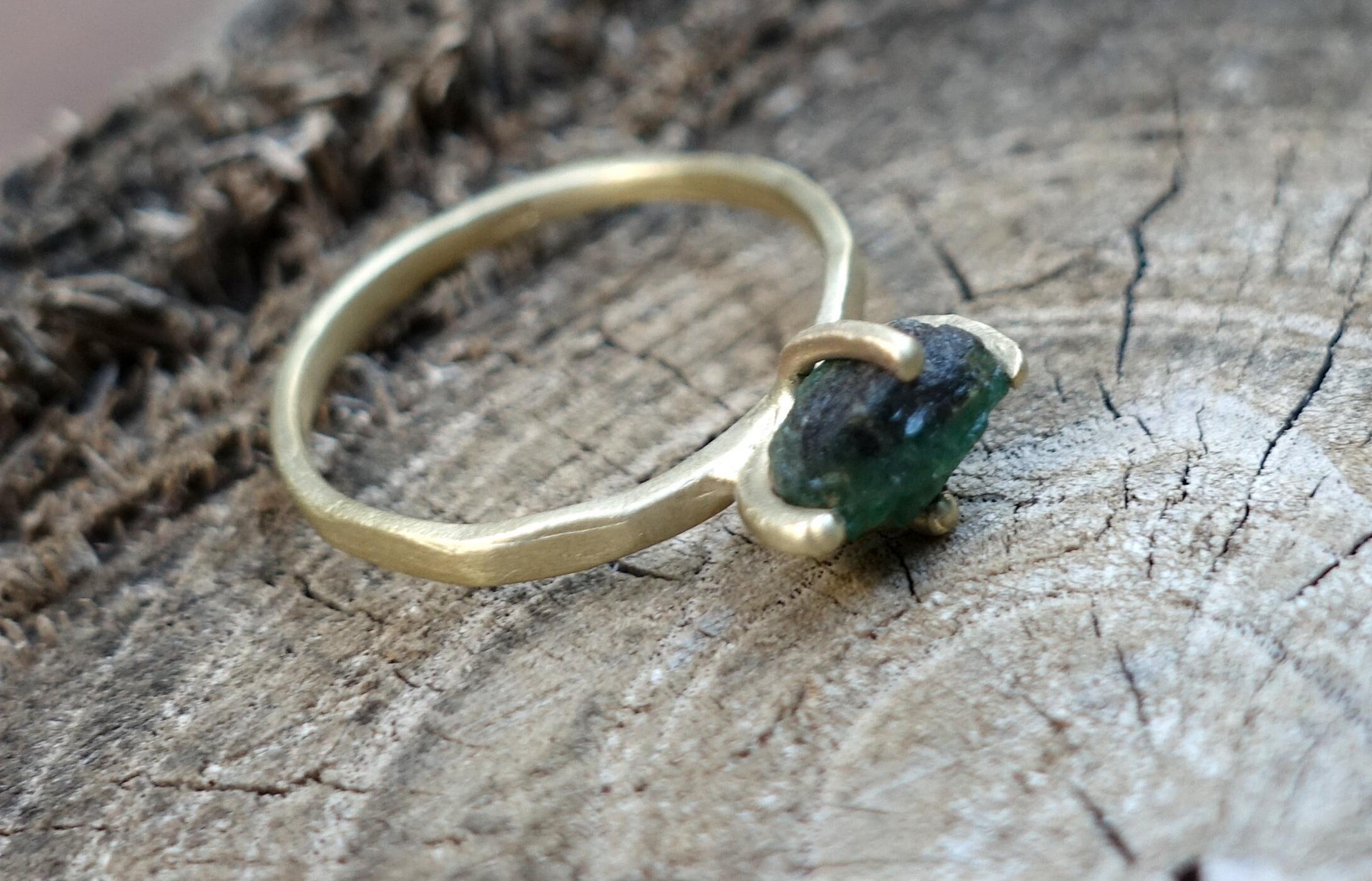Raw Emerald Ring, Gold Emerald Ring, Rough Emerald Ring, May Birthstone Ring ,statement Gemstone ...