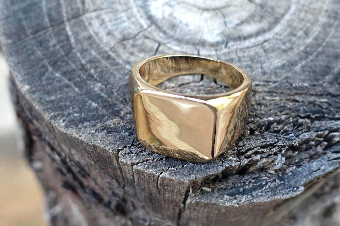 Men's Signet Ring Custom Engraved Rectangle Signet Ring - Etsy
