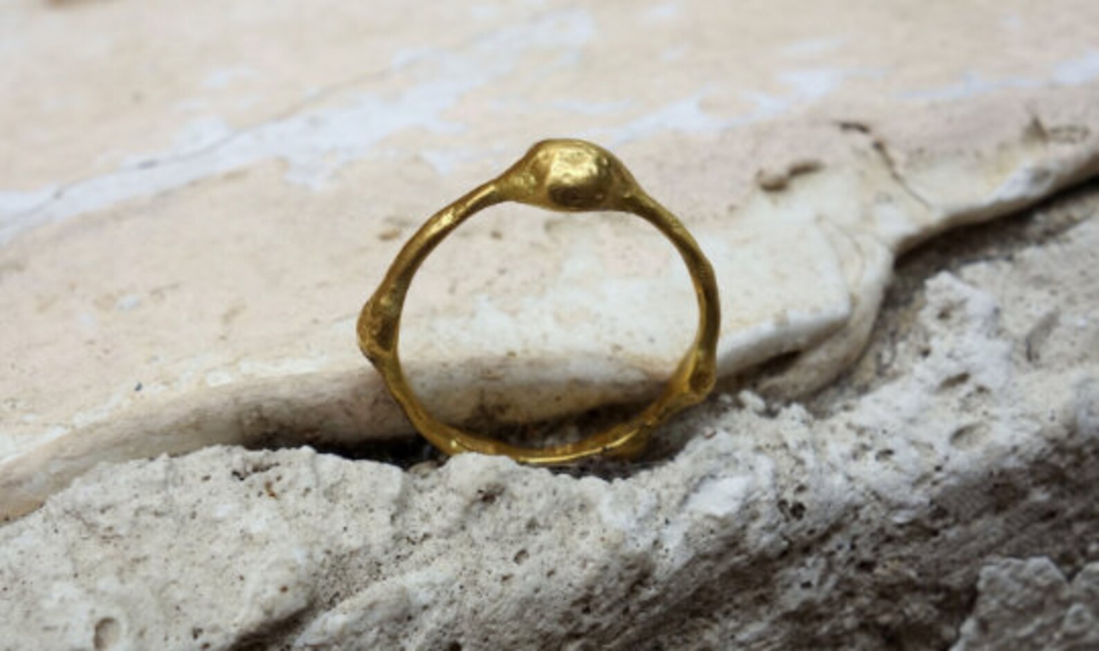 Gold Chunky Unique Ring Delicate Wedding Ring Gold 18K Thin - Etsy