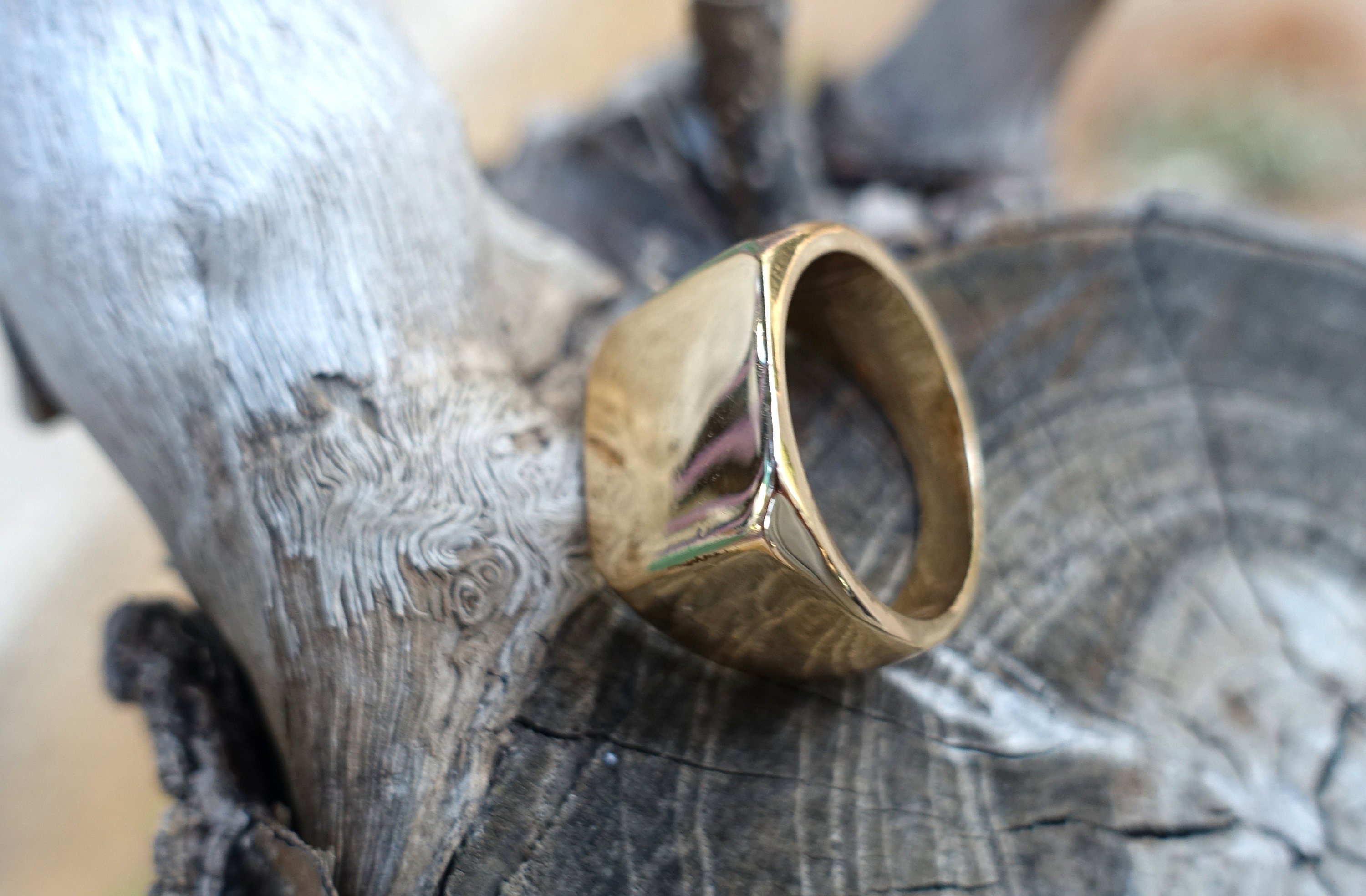 Men's Signet Ring, Custom Engraved Rectangle Signet Ring, Personalized ...