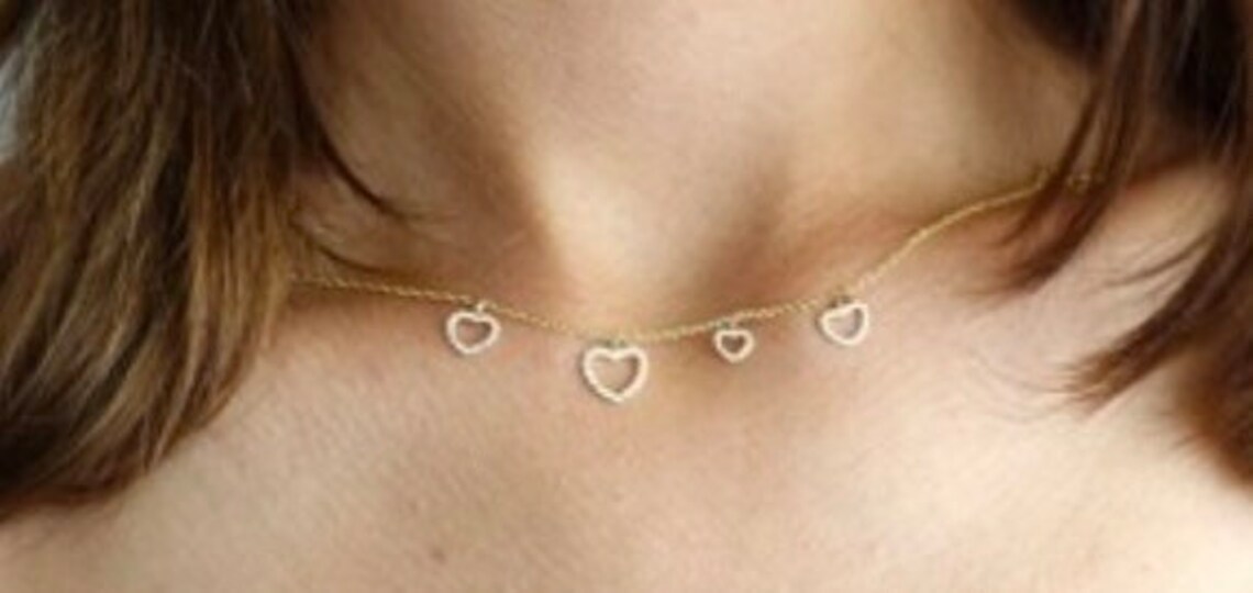 Diamond Chain / Tiny Diamond Heart Necklace / Mini Diamond - Etsy