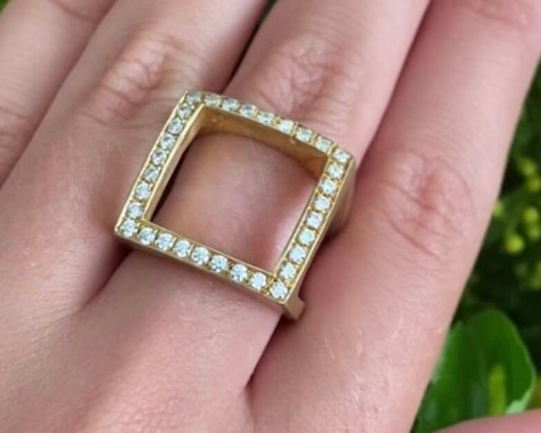 Square Diamond Ring Square Ring Gold Square Ring Gold Band - Etsy