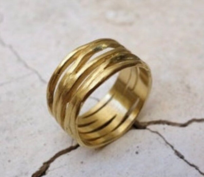 Wide Gold Band Ring for Women Chunky Gold Ring Wide Gold Wedding Band ...