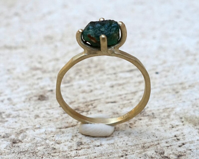 Raw Emerald Ring, Gold Emerald Ring, Rough Emerald Ring, May Birthstone Ring ,statement Gemstone ...