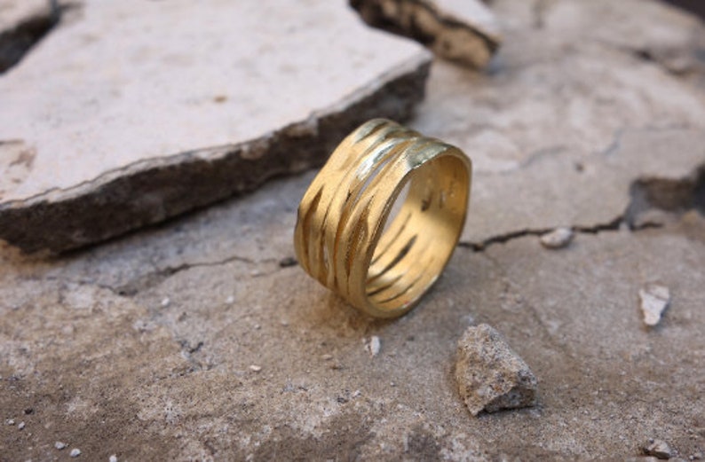 Wide Gold Band Ring for Women Chunky Gold Ring Wide Gold Wedding Band ...