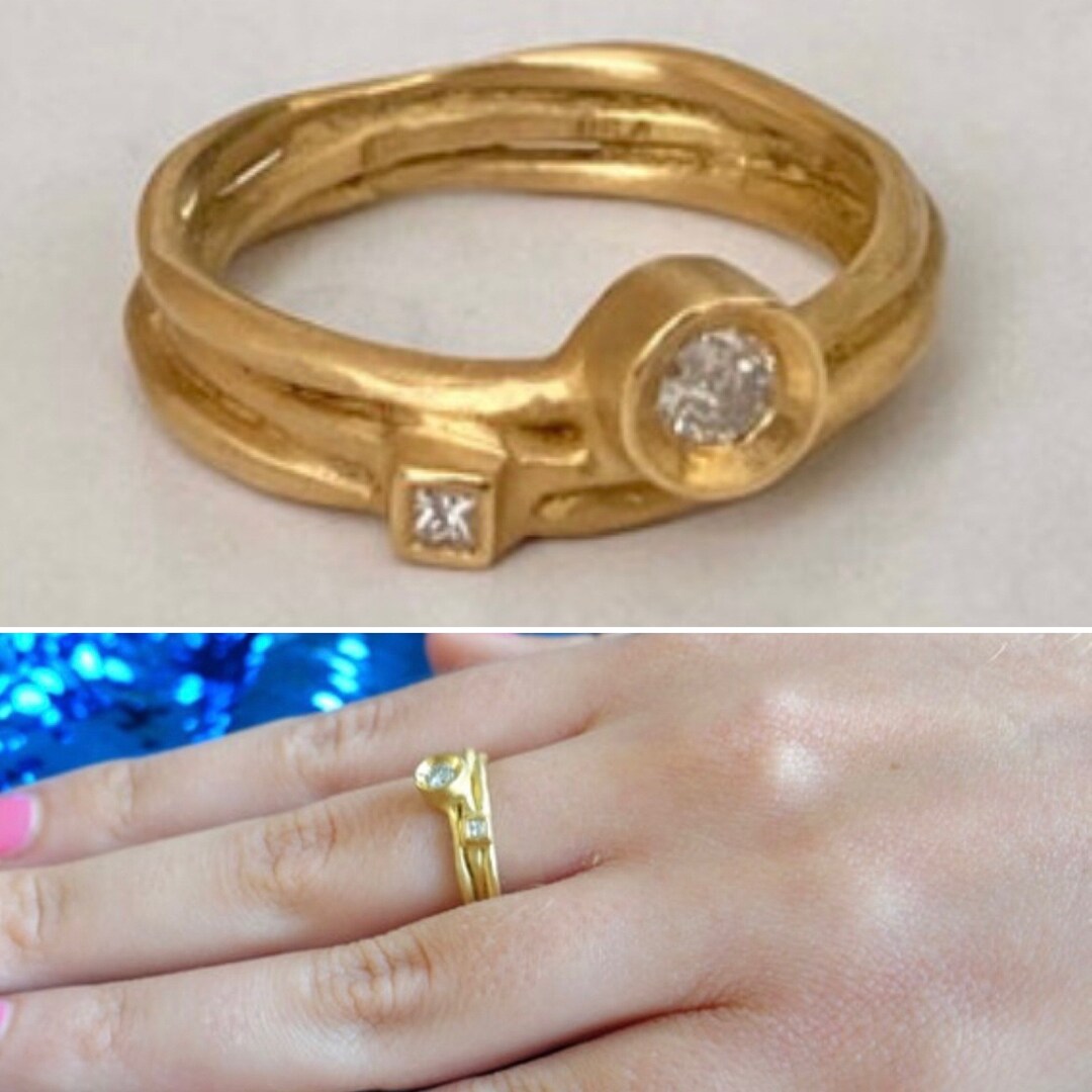 Diamond Ring Gold Engagement Ring Unique Engagement Ring - Etsy