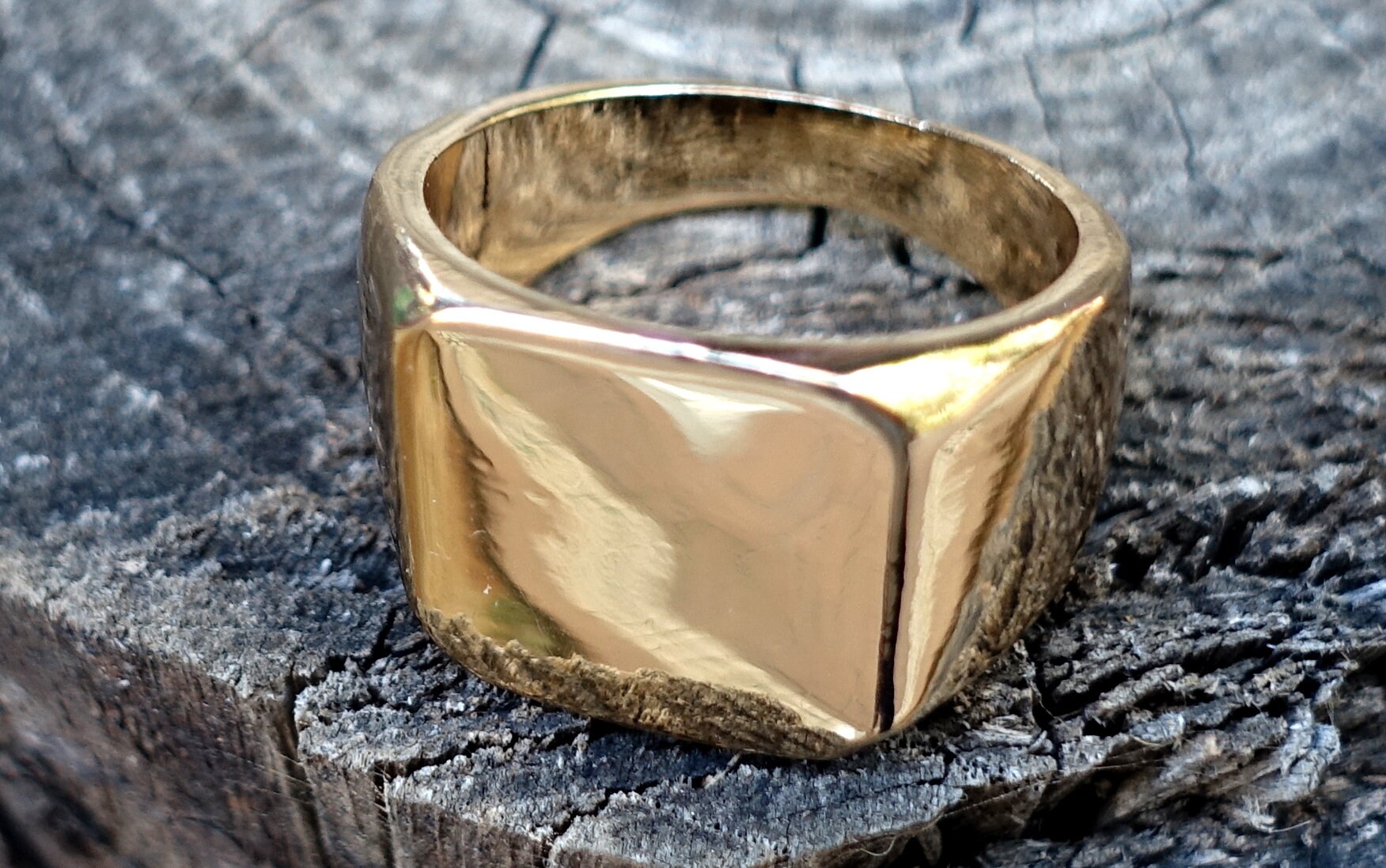 Men's Signet Ring, Custom Engraved Rectangle Signet Ring, Personalized ...