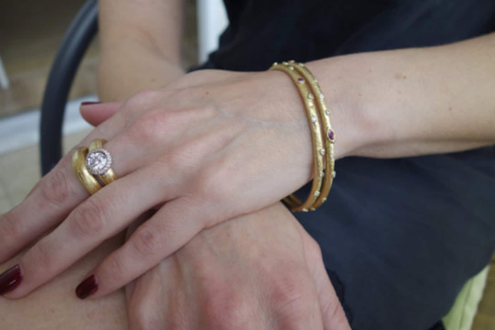 Stack Gold Bangle Stacking Gold Bangles Fine Jewelry Bridal - Etsy