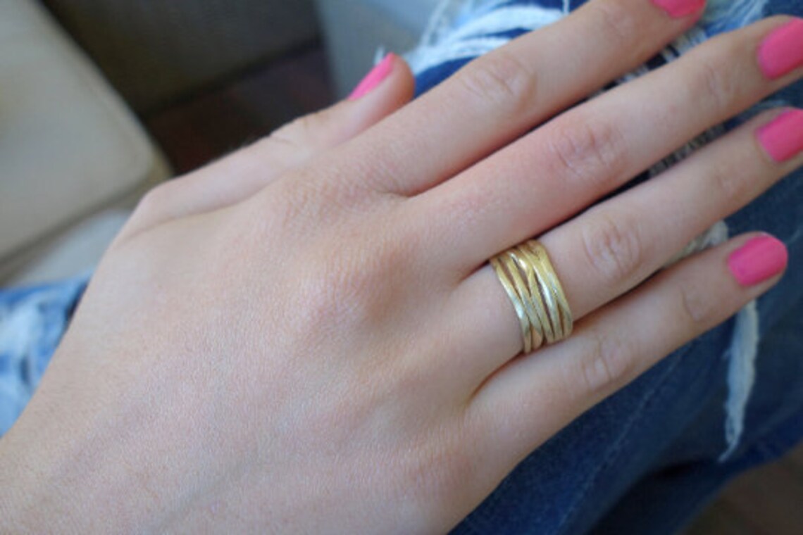 Wide Gold Band Ring for Women Chunky Gold Ring Wide Gold | Etsy