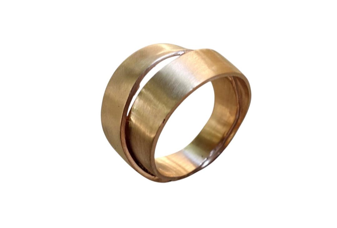 Chunky Gold Ring - Wide Gold Band Ring Women - Wide Gold Wedding Band ...