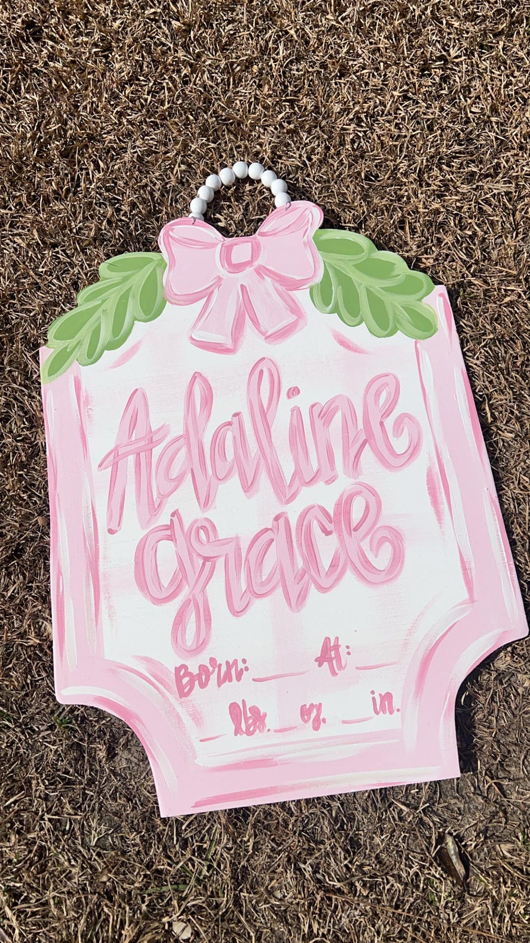 Bow Baby Hospital Hanger | Girl Hospital Hanger | Baby Girl Door Hanger ...