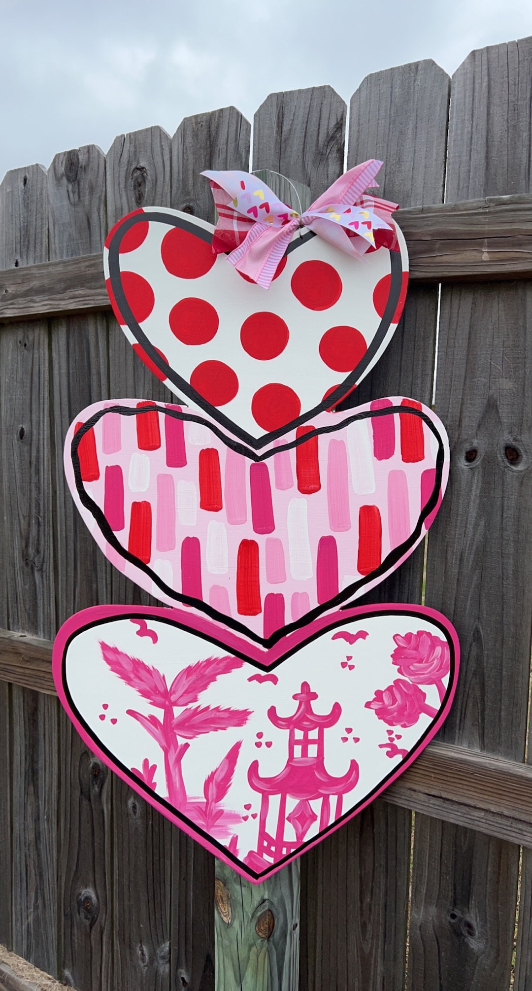 Stacked Heart Door Hanger | Valentine Door Hanger | Heart Door Hanger ...