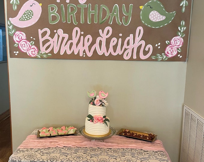 Birthday Banner Hand Painted Banner Personalized Painted Banner - Etsy