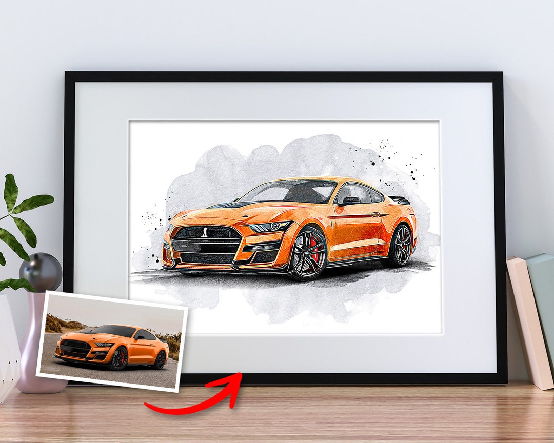 Custom Car Portrait. Car Lover Gift. Garage Art. Personalized Sport ...