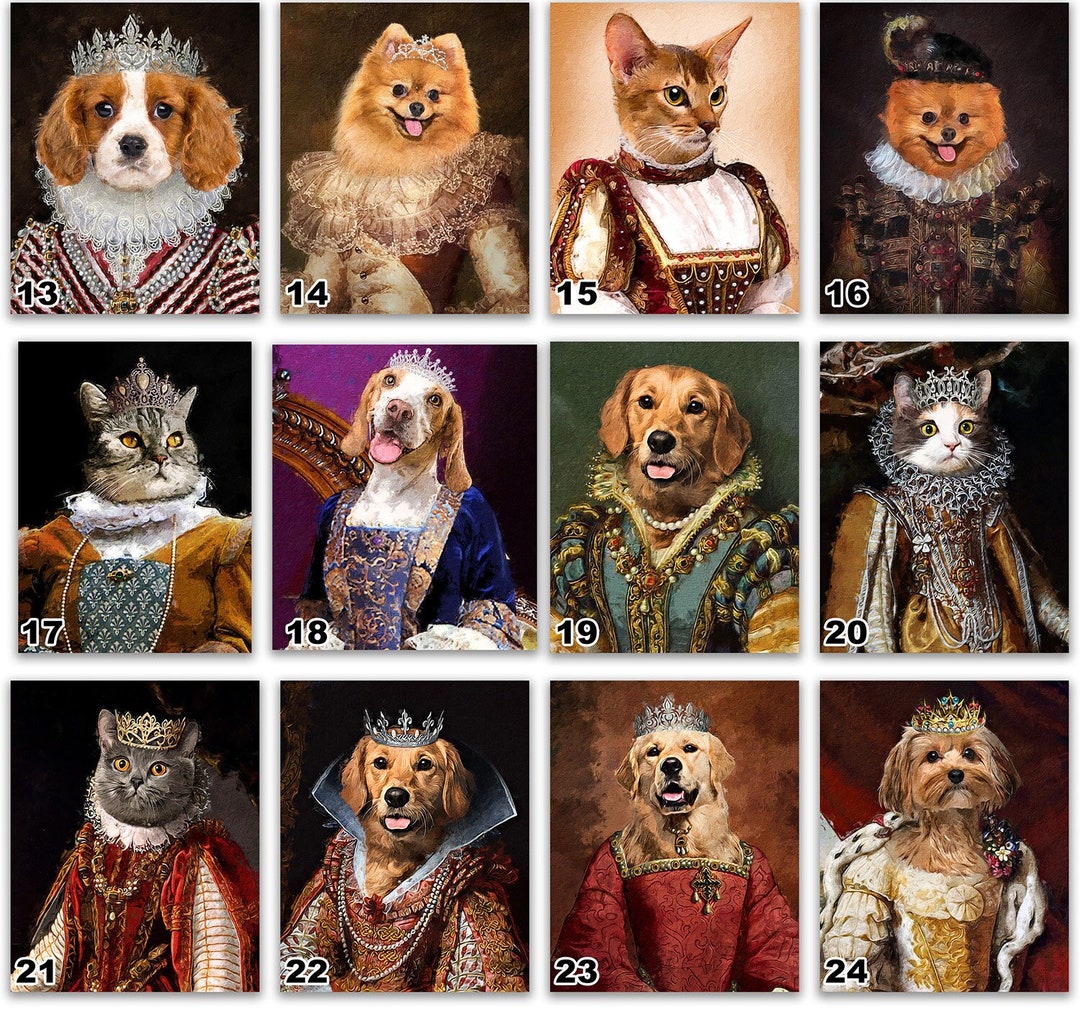 Royal Pet Portrait, Custom Pet Portrait, Birthday Gift, Dog Art Regal ...