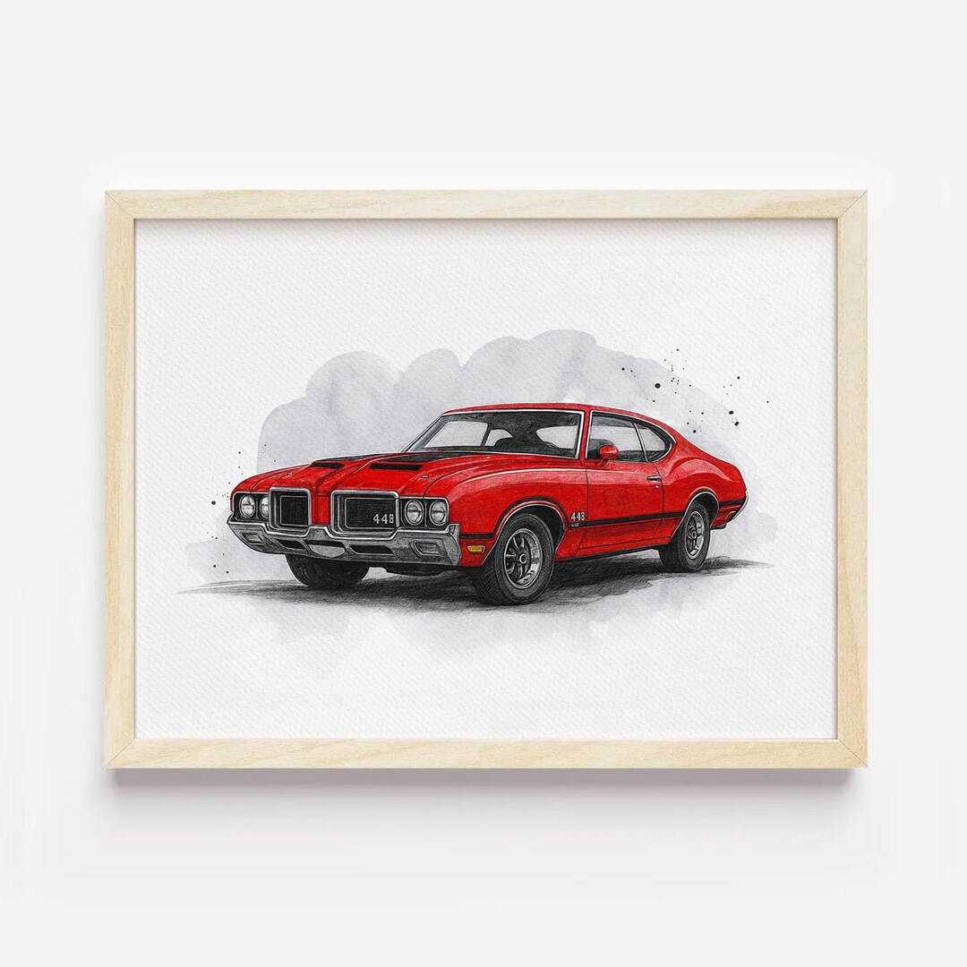 Oldsmobile 442 Watercolor Print: Classic Muscle Car Art - Etsy