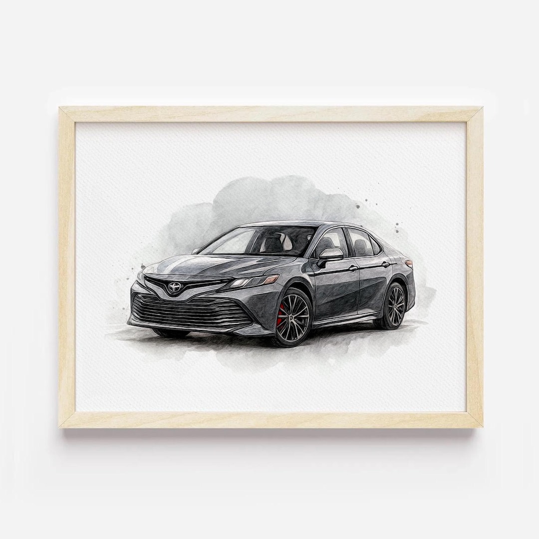 Custom Toyota Camry Watercolor Car Portrait, Auto Art Print, Fathers ...