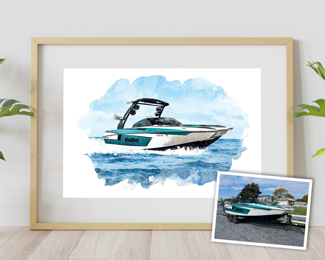 Custom Boat Portrait, Boat Accessories, Personalized Boat Portrait ...