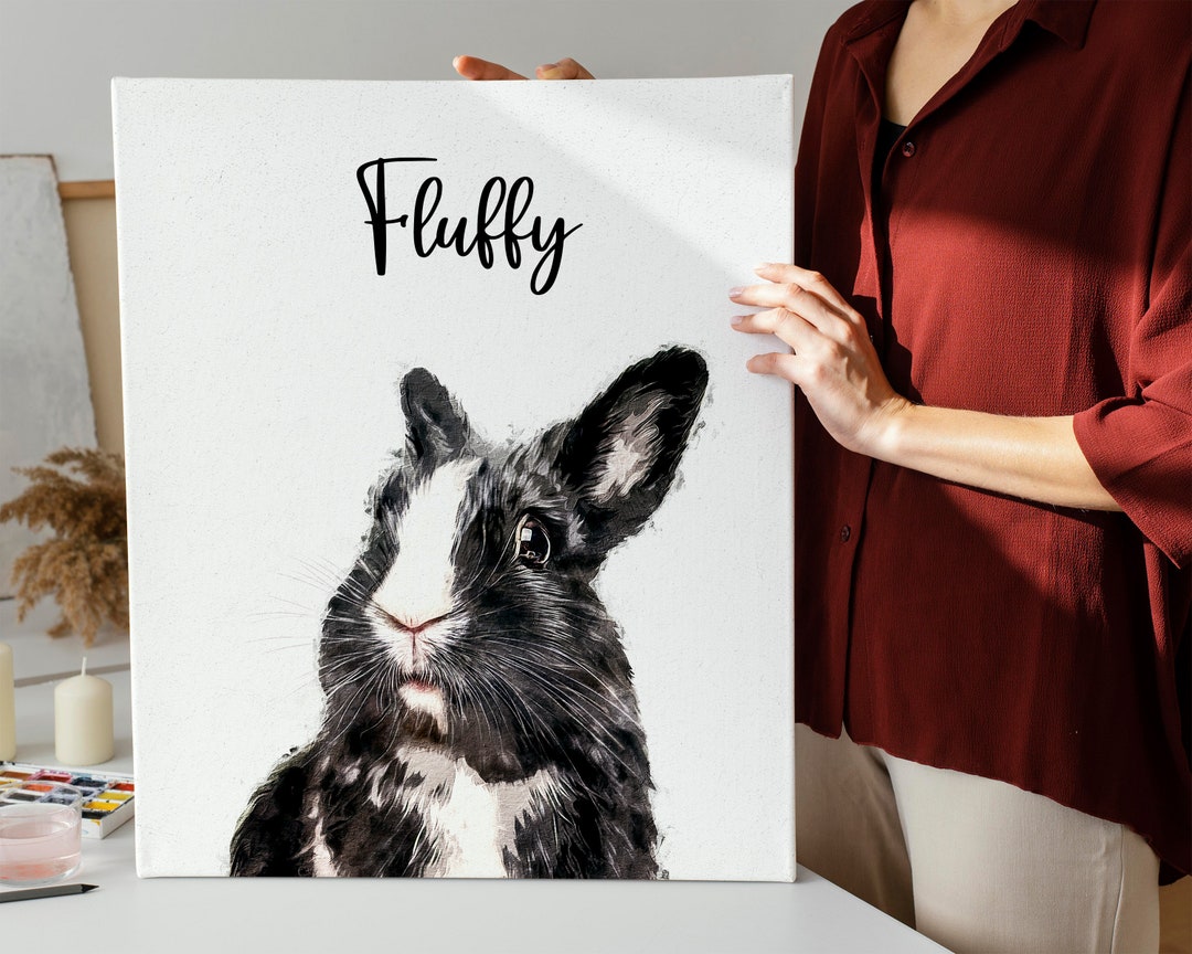 Bunny Portrait, Rabbit Portrait, Custom Pet Portrait, Dog Portrait ...