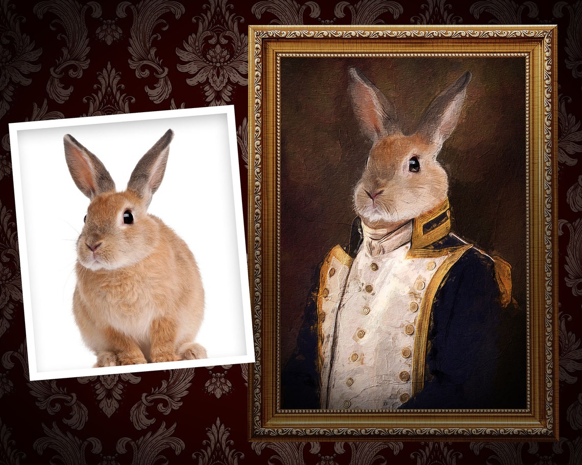 Custom Rabbit Portrait Custom Pet Portrait Bunny Portrait - Etsy