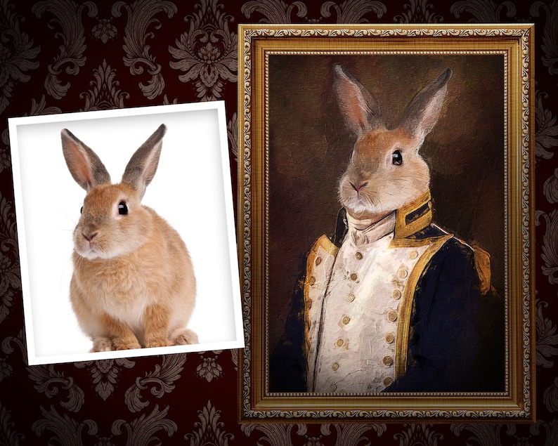 Custom Rabbit Portrait Custom Pet Portrait Bunny Portrait - Etsy