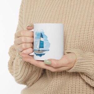 Custom Watercolor Boat Mug: Personalized Yacht Coffee Cup - Etsy