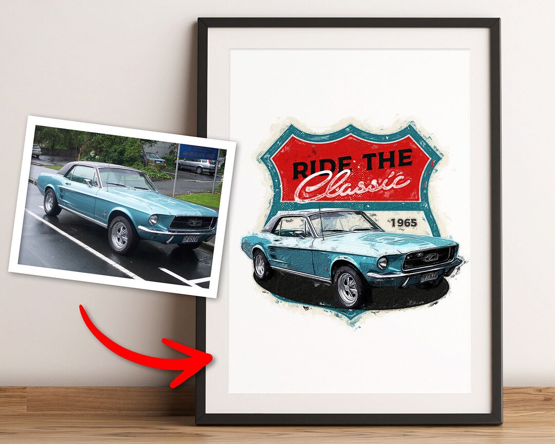 Gift for Car Lovers. Custom Car Portrait. First Car Sketch ...
