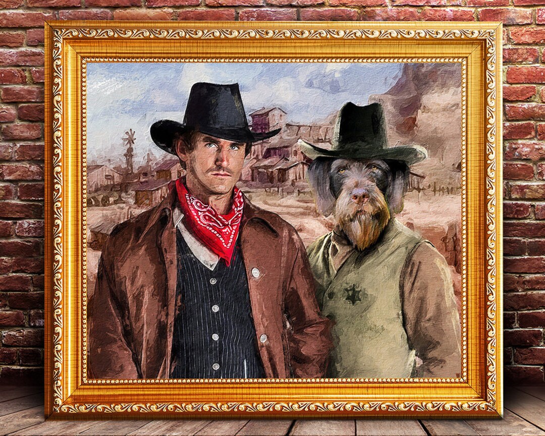 Custom Cowboy Pet Portrait: Unique Pet & Owner Gift (digital Printable ...