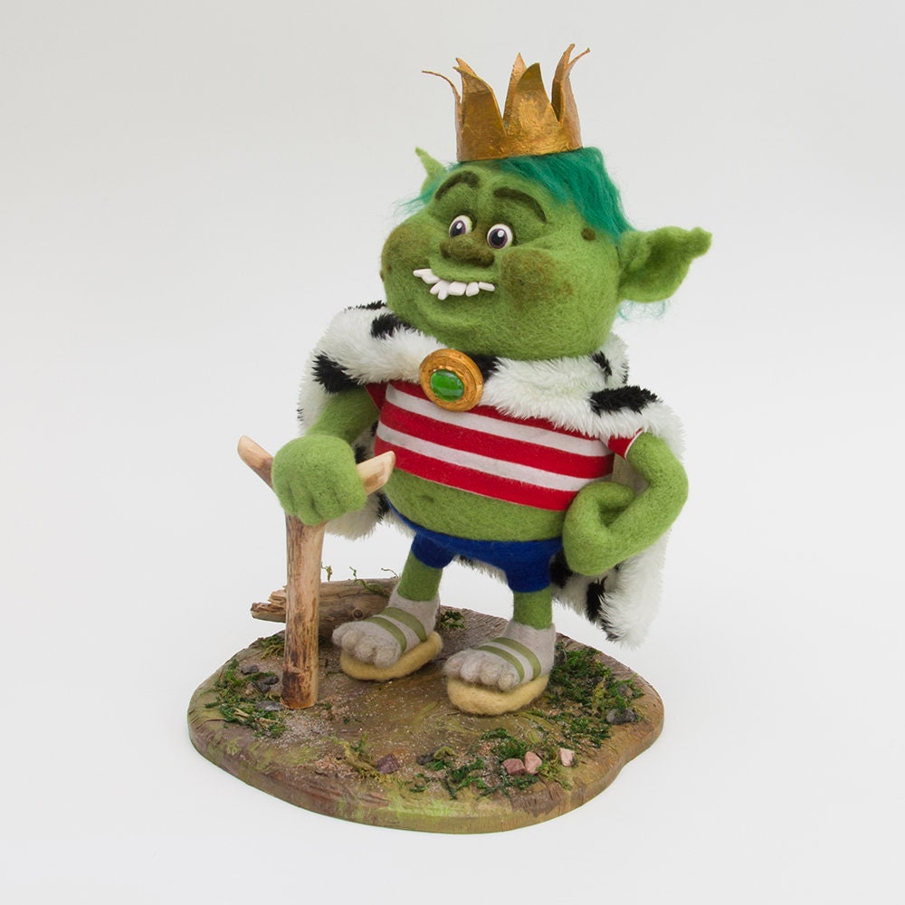 King Gristle Jr.,cartoon Character,trolls,felting Toy, Interior Doll ...